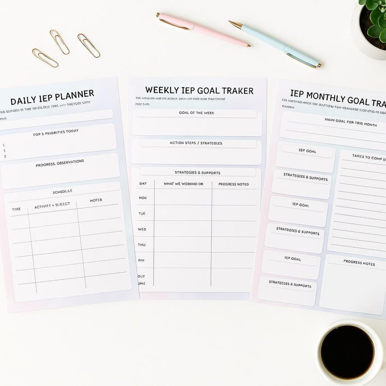 IEP Goal Tracker Printable | Daily, Weekly, Monthly IEP Planner for ...