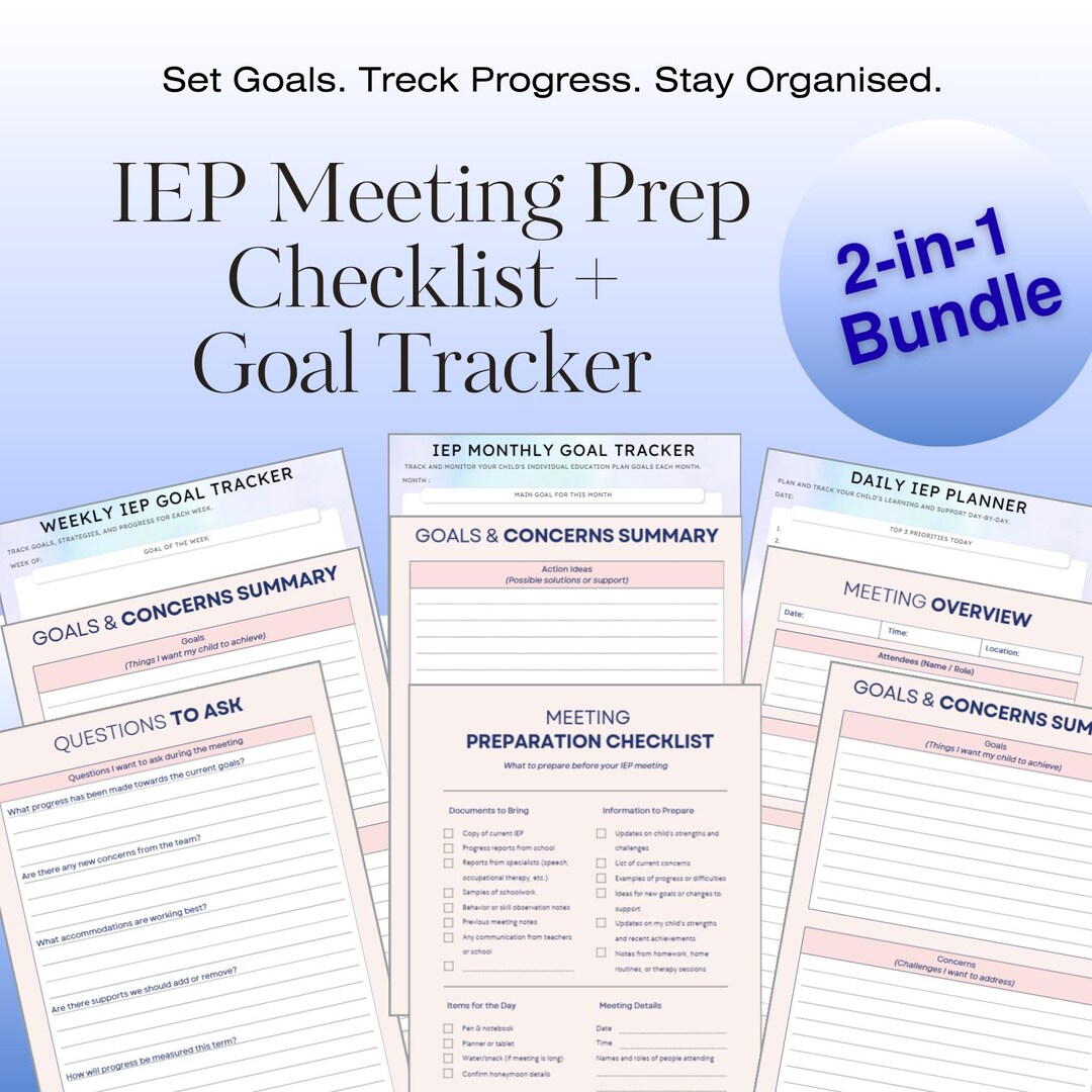IEP Parent Planner Bundle – Meeting Prep & Goal Tracker Autism (PDF ...