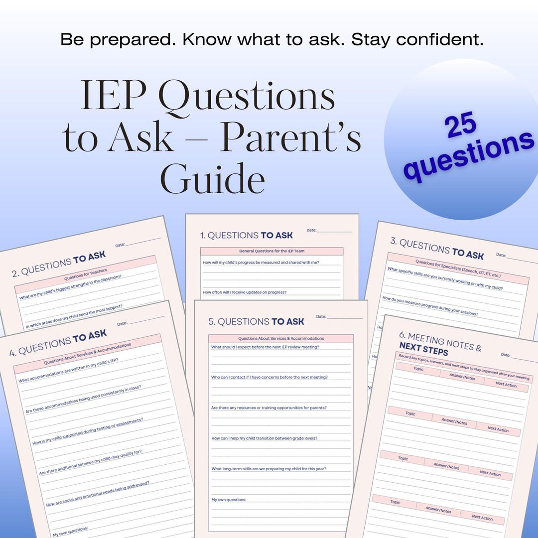 IEP Meeting Questions Guide for Parents – Special Education Advocacy ...