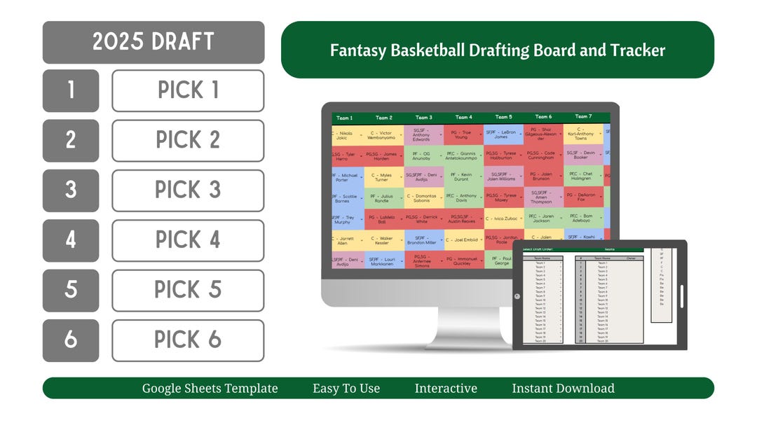 Fantasy Basketball Draft Board: Automated Google Sheets Tracker ...