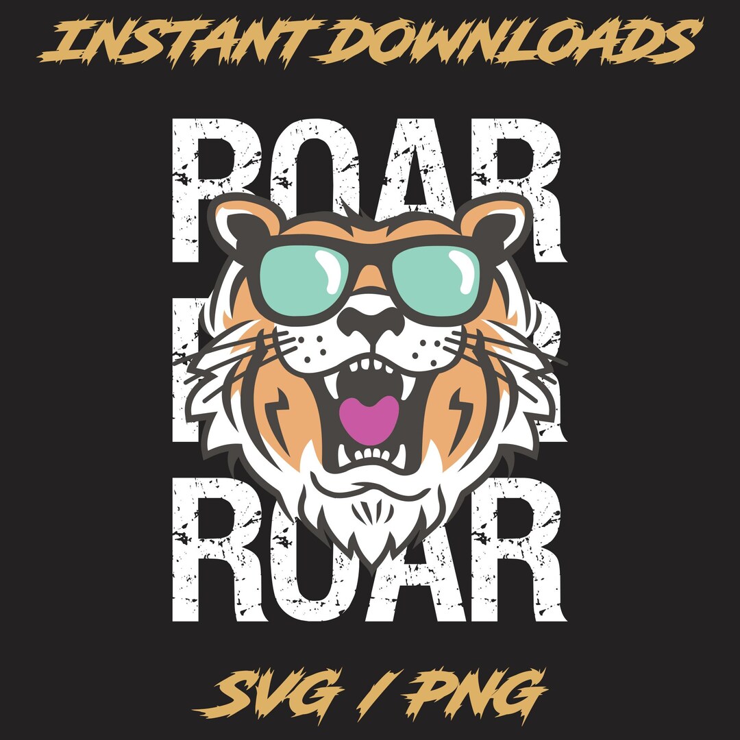 Roaring Tiger SVG, Wild Animal Clipart (PNG) - Etsy