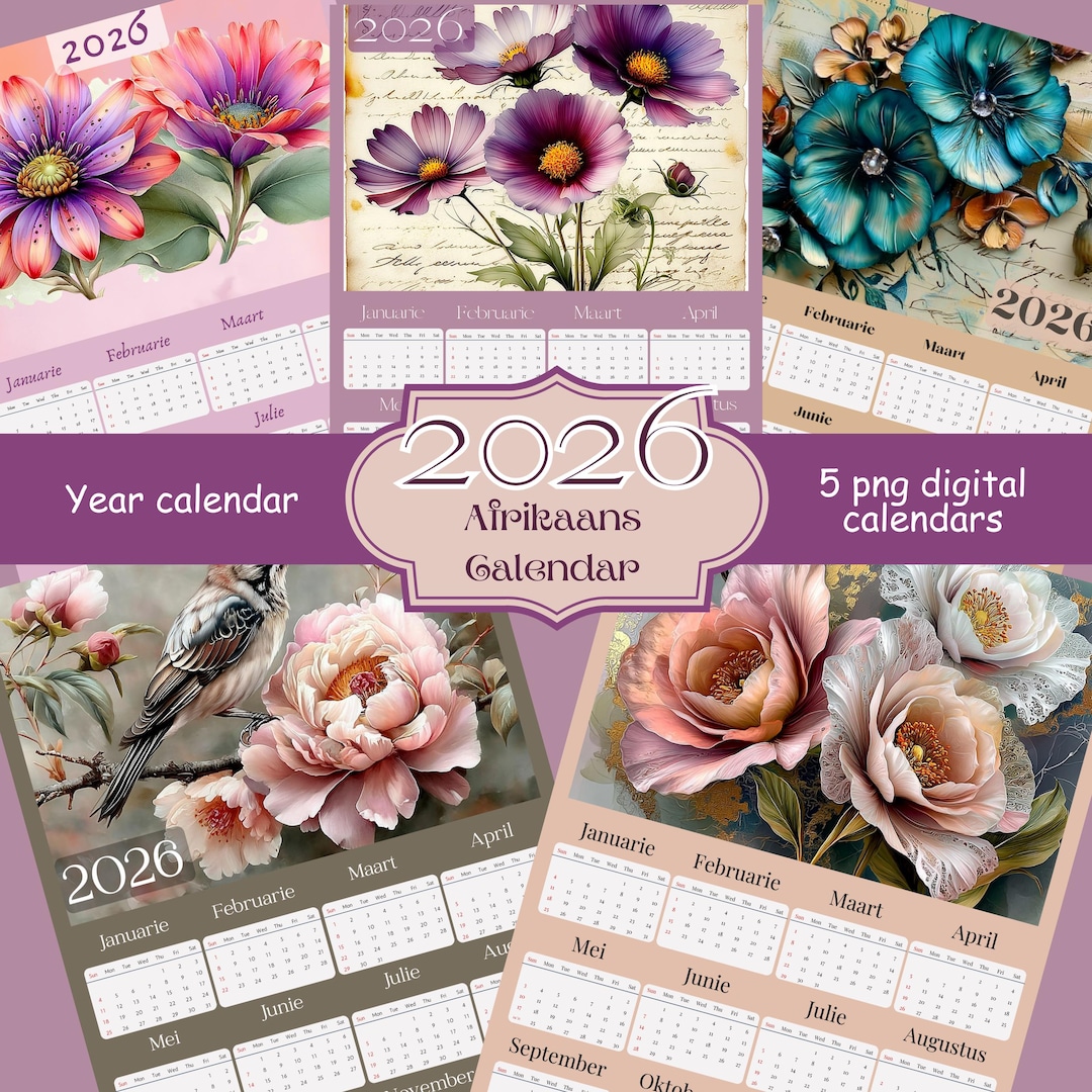 Afrikaans Floral Calendar Designs | PNG Digital Download - Etsy