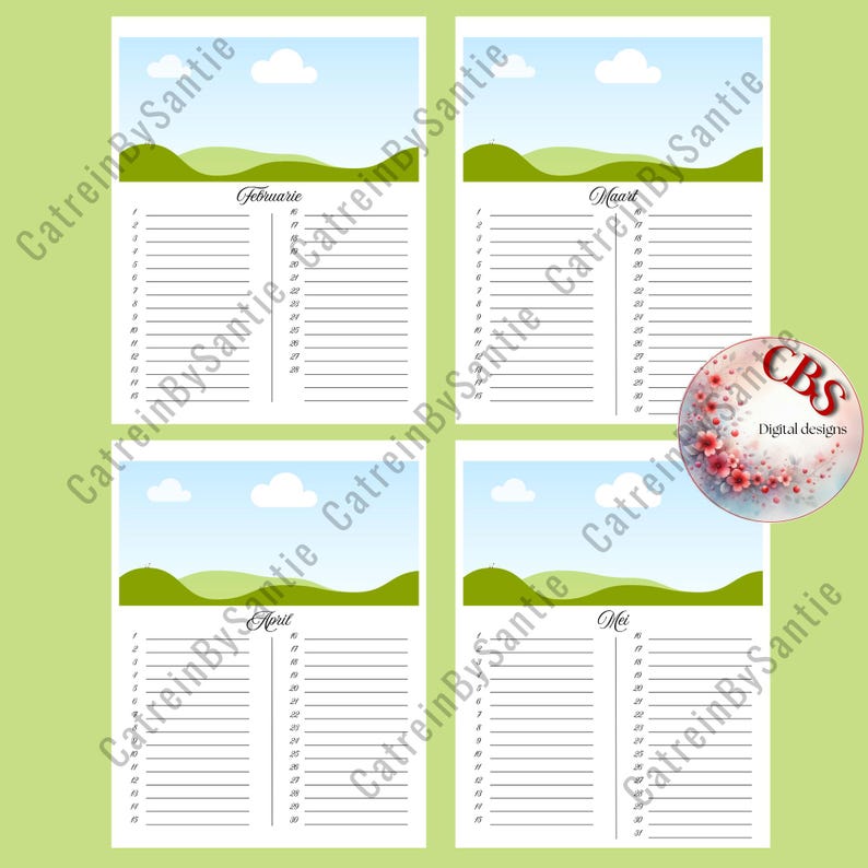 Editable Afrikaans 12 Month Events Calendar Template | Canva Free ...