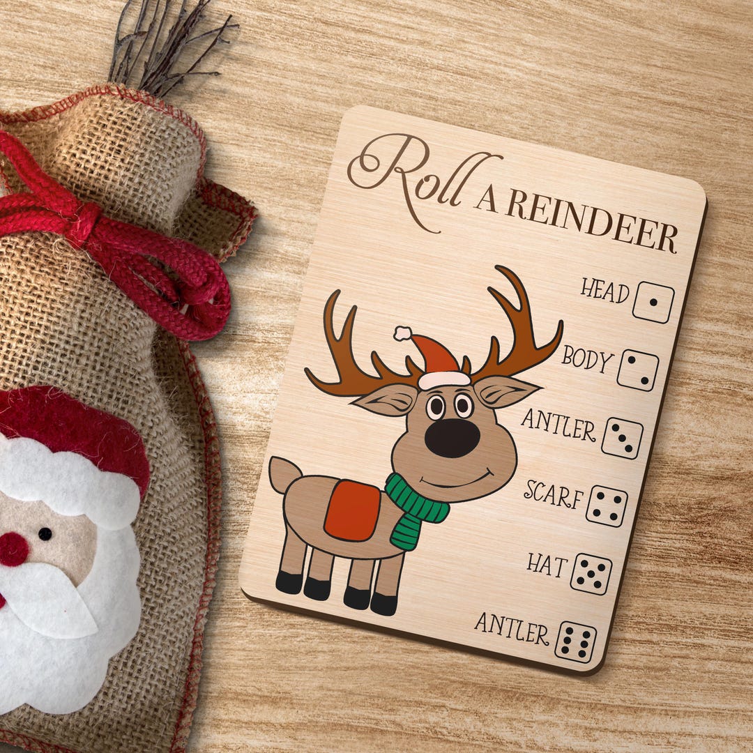 Roll A Reindeer Dice Game | Wooden Christmas Stocking Stuffer - Etsy