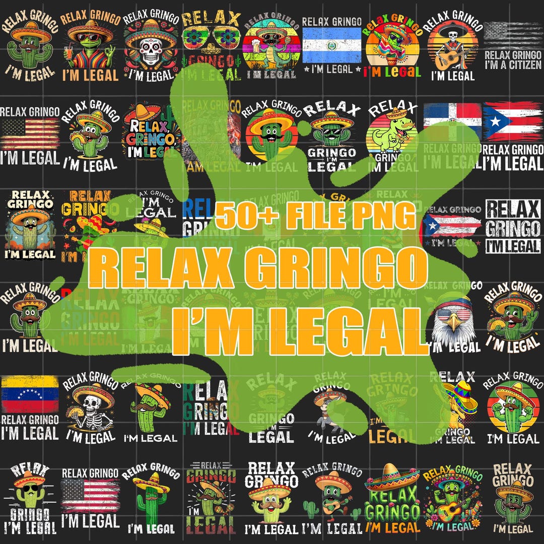 50+ Relax Gringo I’m Legal Lizard PNG Bundle, Retro Mexican Lizard PNG ...