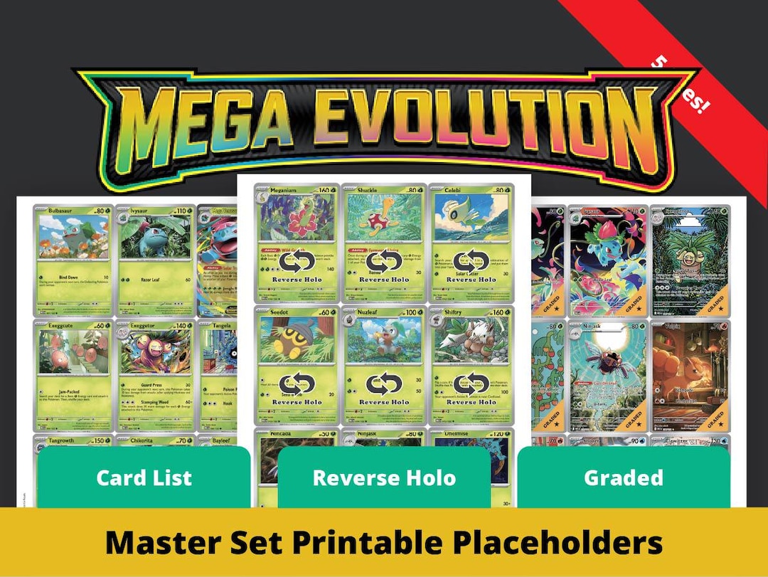 Pokemon Mega Evolution Binder Placeholders Printable Master Set