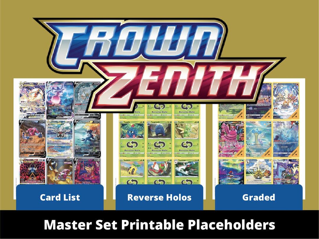 5-in-1 Pokémon Crown Zenith Master Set Placeholders - Etsy