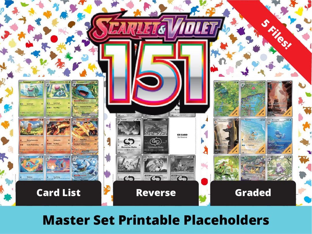 5-in-1 151 Master Set Placeholders | Pokemon 151 Binder Placeholders - Etsy