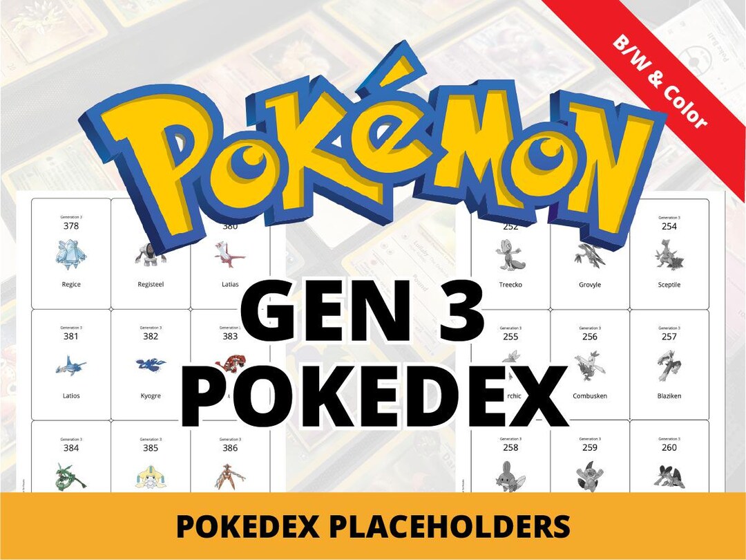 Pokemon Gen 3 Pokédex Placeholders | Pokédex Binder Printable ...