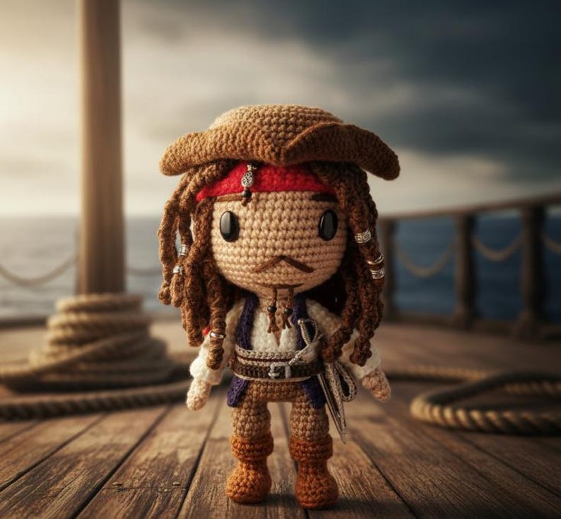 Pirate Captain Crochet Pattern, Amigurumi Doll PDF, Cute Pirate ...