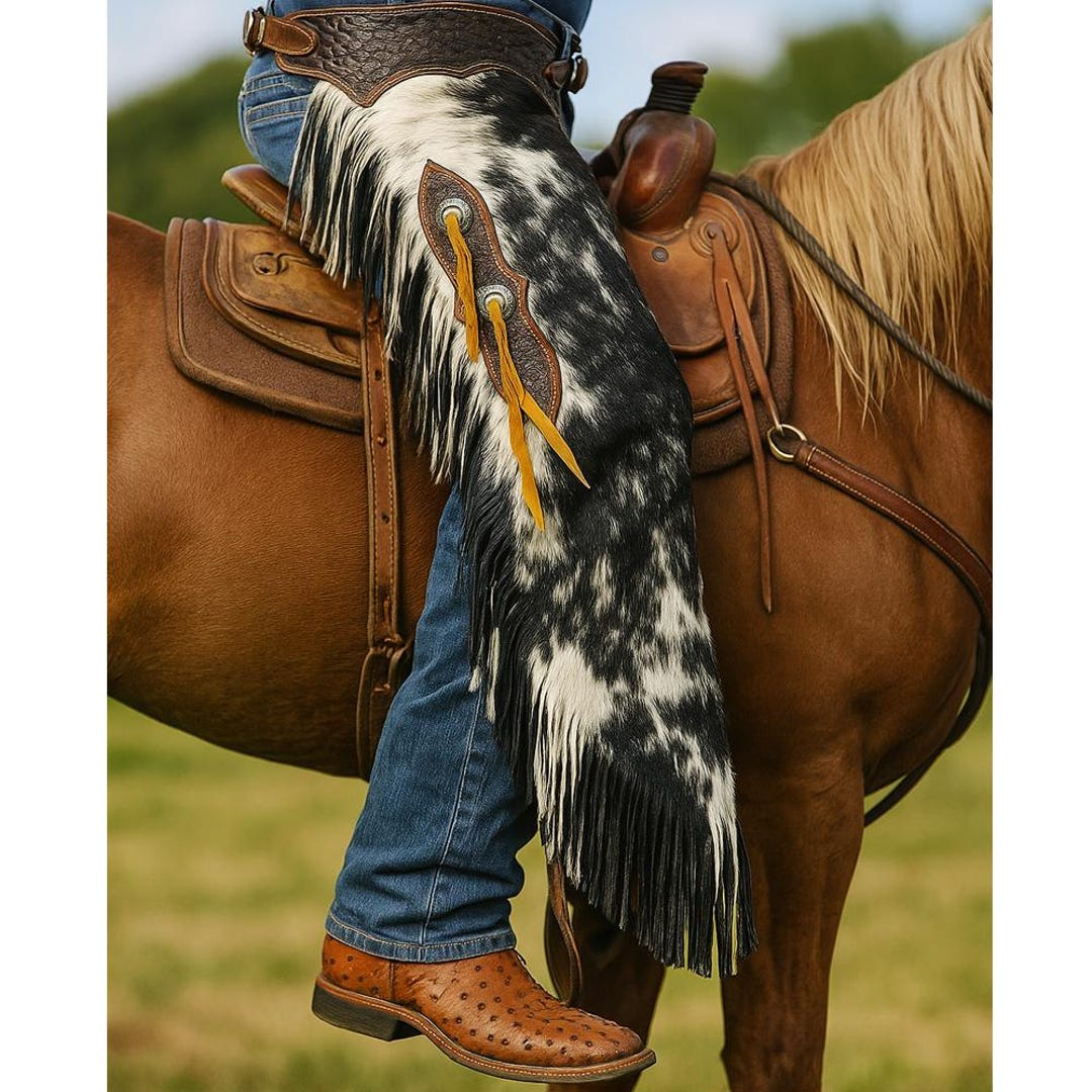 Hair-on-hide Tooled Leather Cowboy Chaps: Western Fringe Rodeo Gear - Etsy