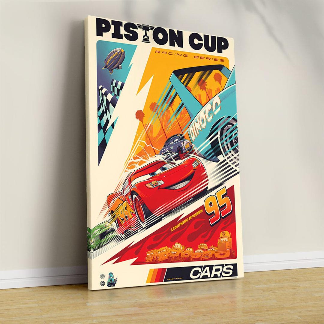 Piston Cup Movie Poster: Retro Kids Room Wall Art - Etsy