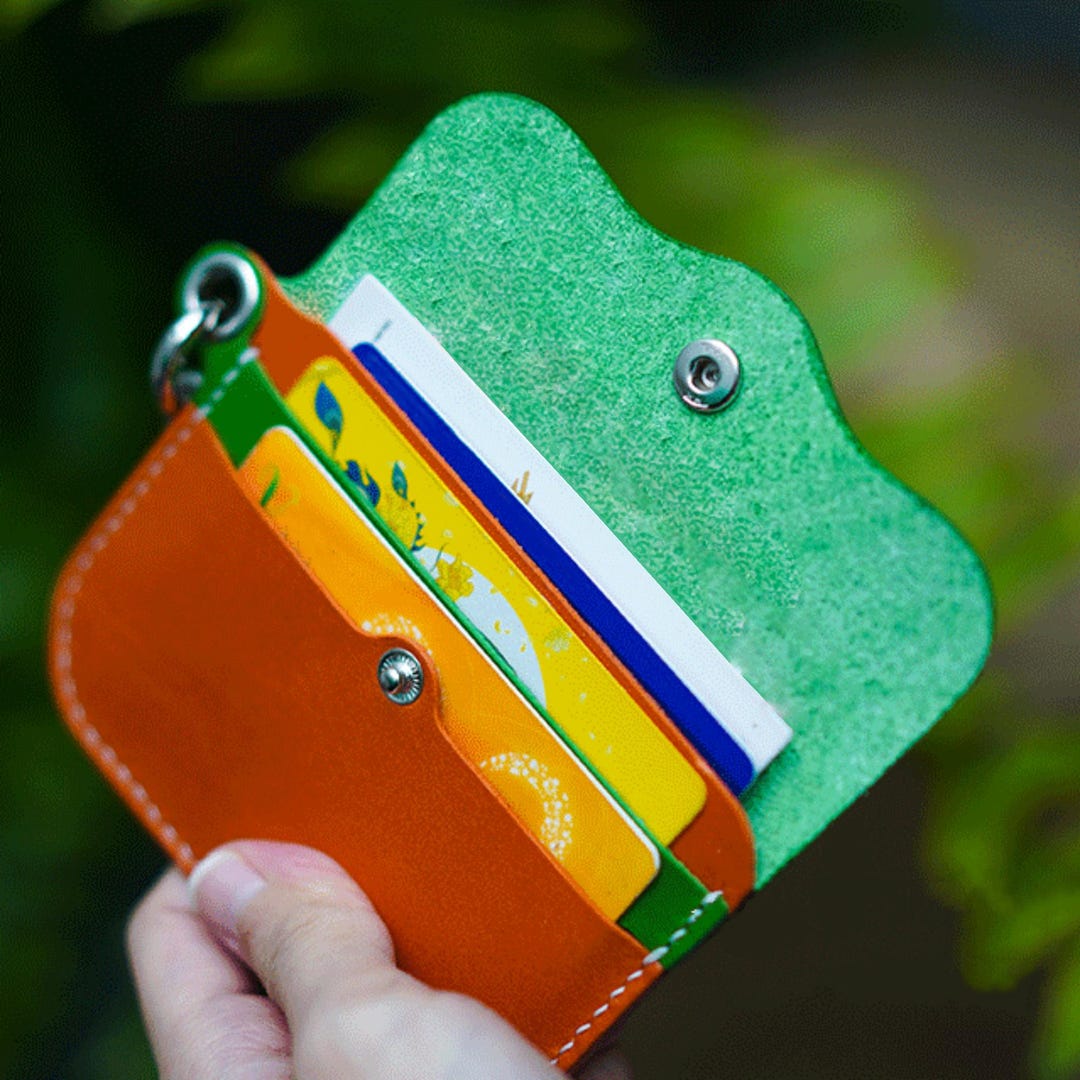 Handmade Leather Card Wallet: Slim Minimalist Design Multifuctional ...