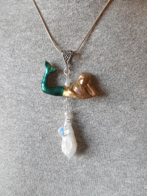 Items similar to titanium crystal mermaid pendant Swarovski crystal ...