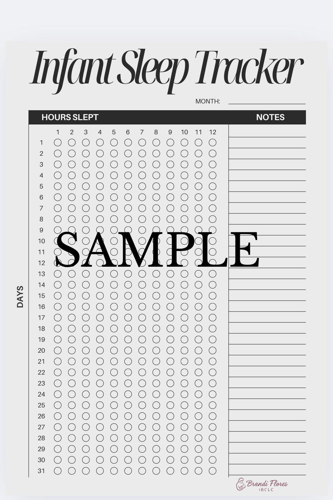 Infant Sleep Tracker Printable | Minimalist Baby Sleep Log | Gray ...