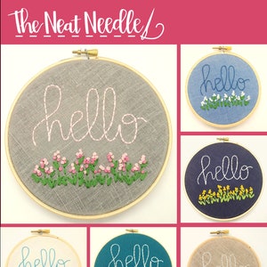 Hello Digital Hand Embroidery Pattern; Beginner Embroidery; Floral ...