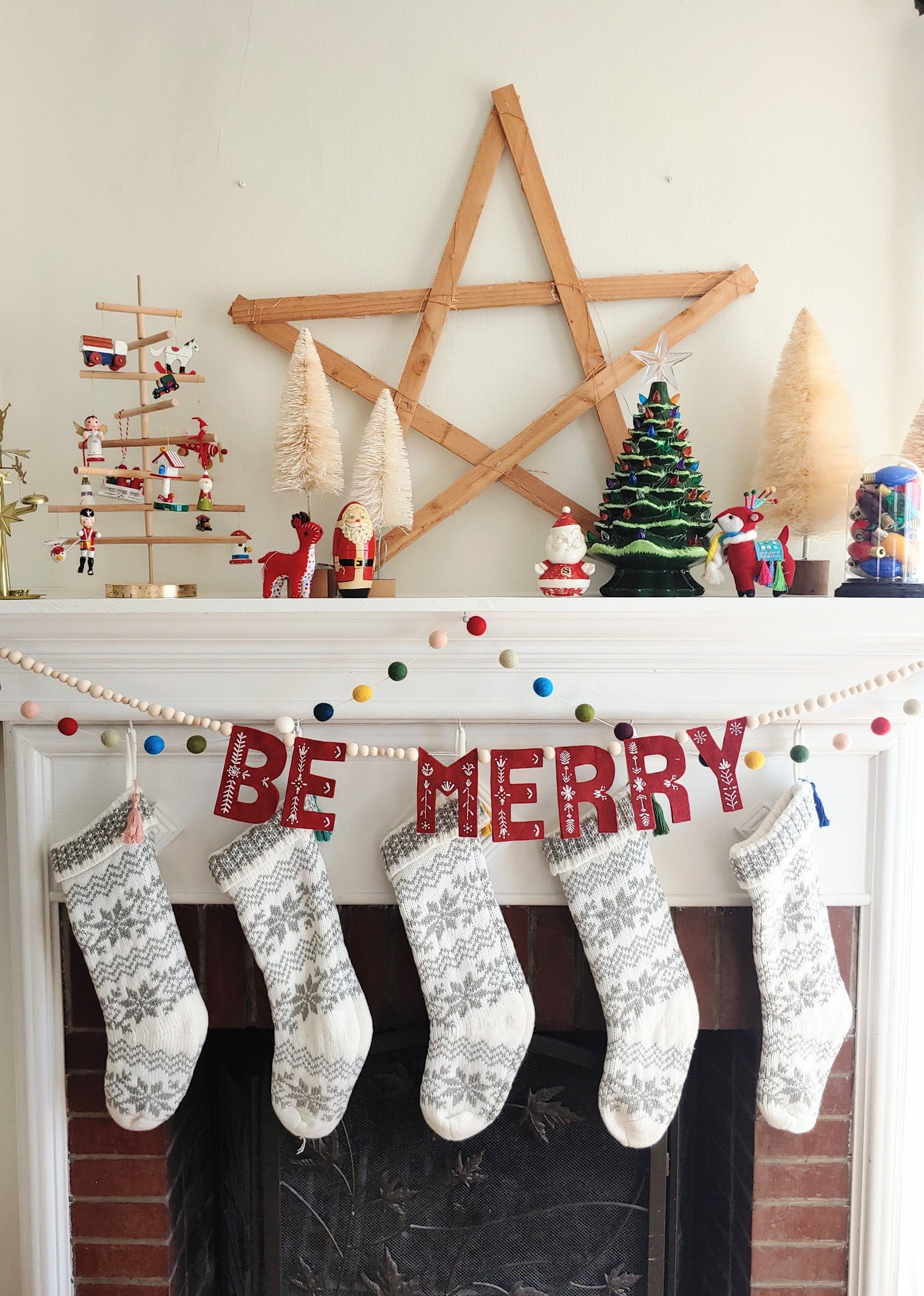 Christmas Banner Pattern Embroidered Felt Holiday Banner - Etsy
