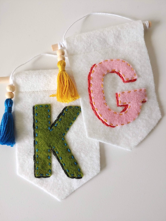 Felt Mini Banner Mini Initial Hanging Banner Personalized - Etsy