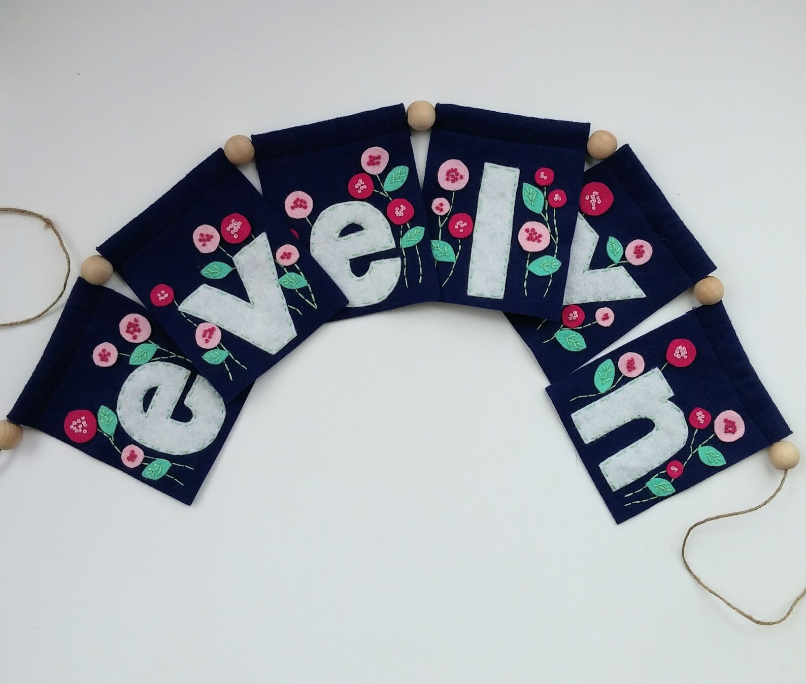 Embroidered Felt Name Banner; Embroidered Name; Baby Shower Gift ...