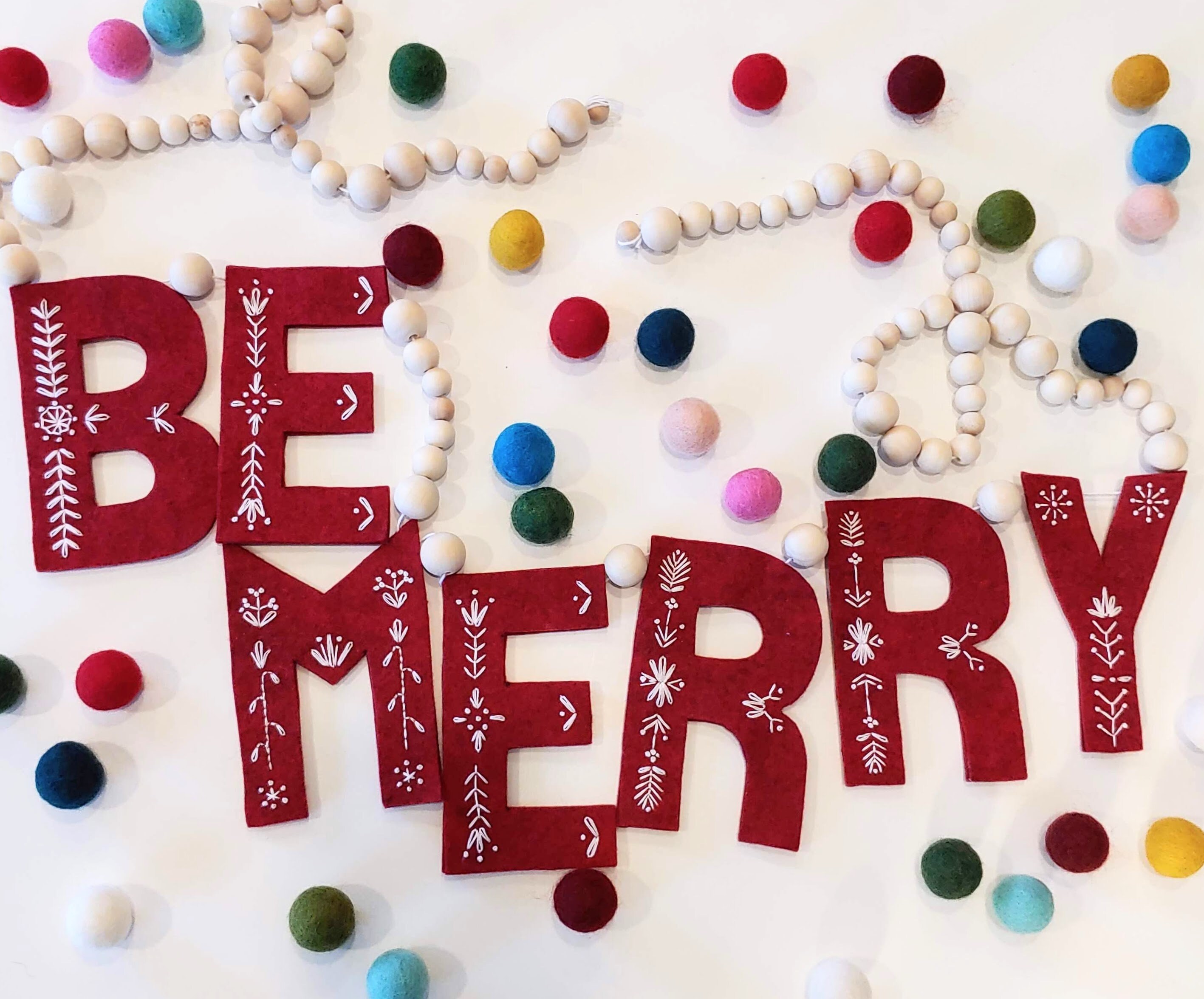 Christmas Banner Pattern Embroidered Felt Holiday Banner | Etsy