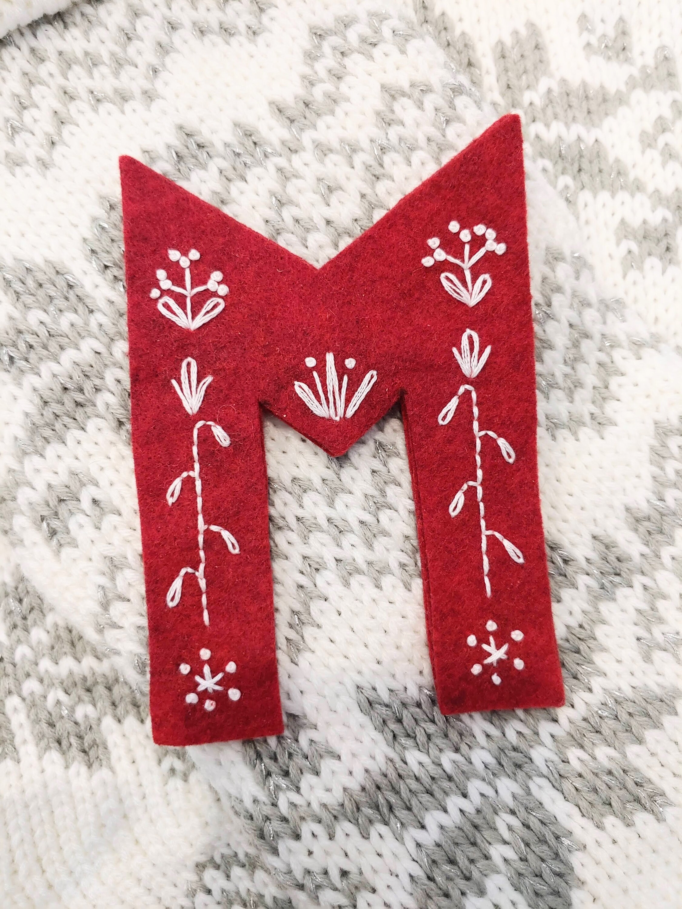 Christmas Banner Pattern Embroidered Felt Holiday Banner | Etsy