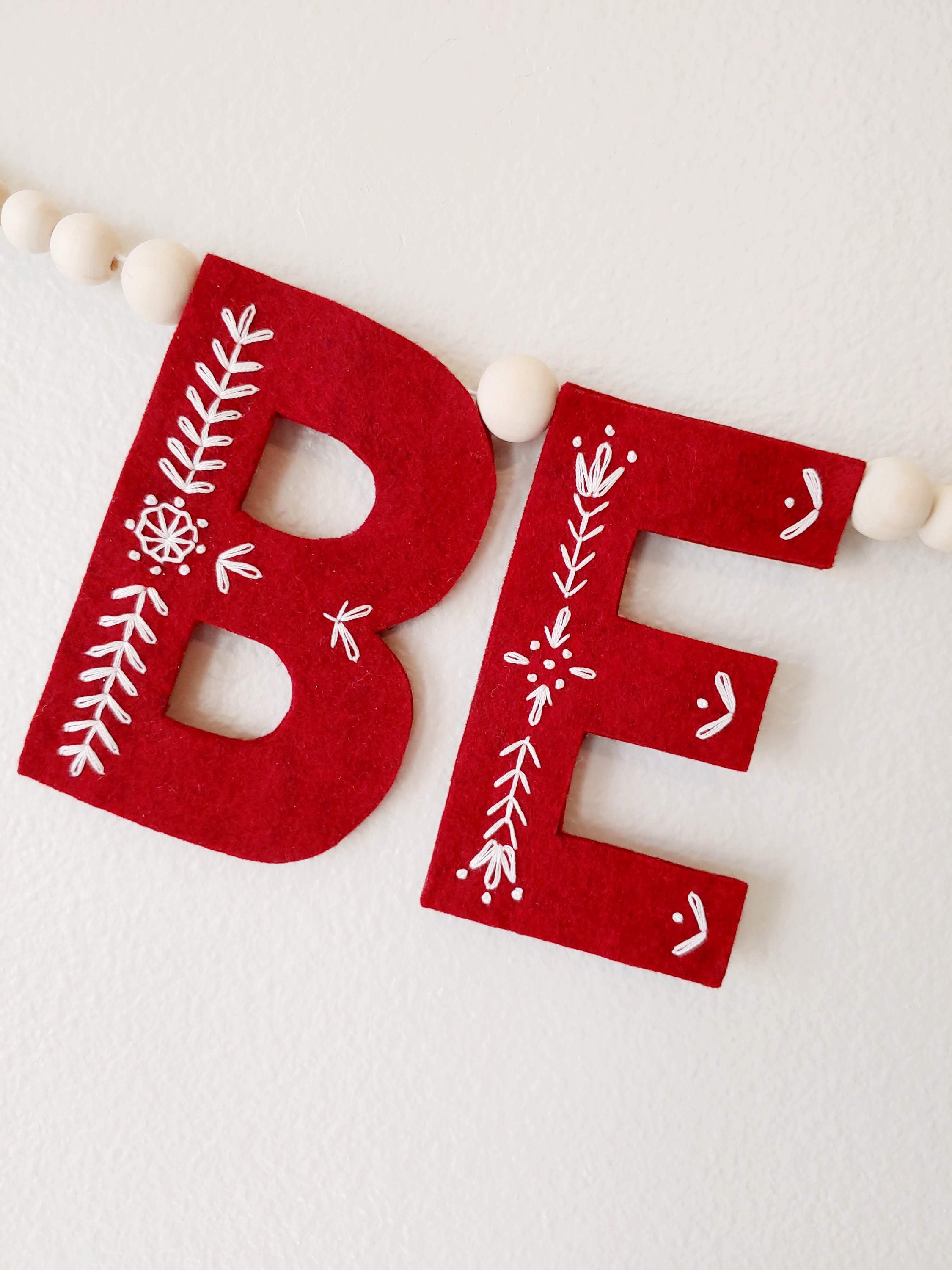 Christmas Banner Pattern Embroidered Felt Holiday Banner | Etsy