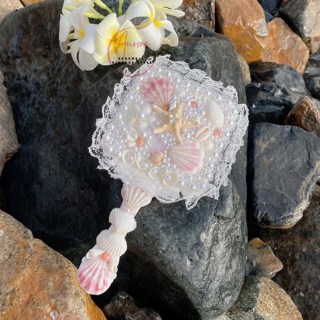 Handmade Seashell Mirror – Square Coastal Vanity Mirror, Mermaid Gift ...