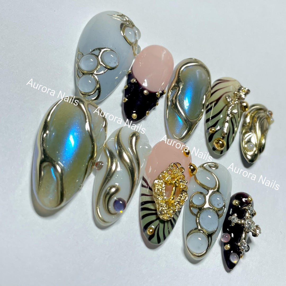 Celestial Armor|medium Almond Shape A Bold and Luxurious Design ...