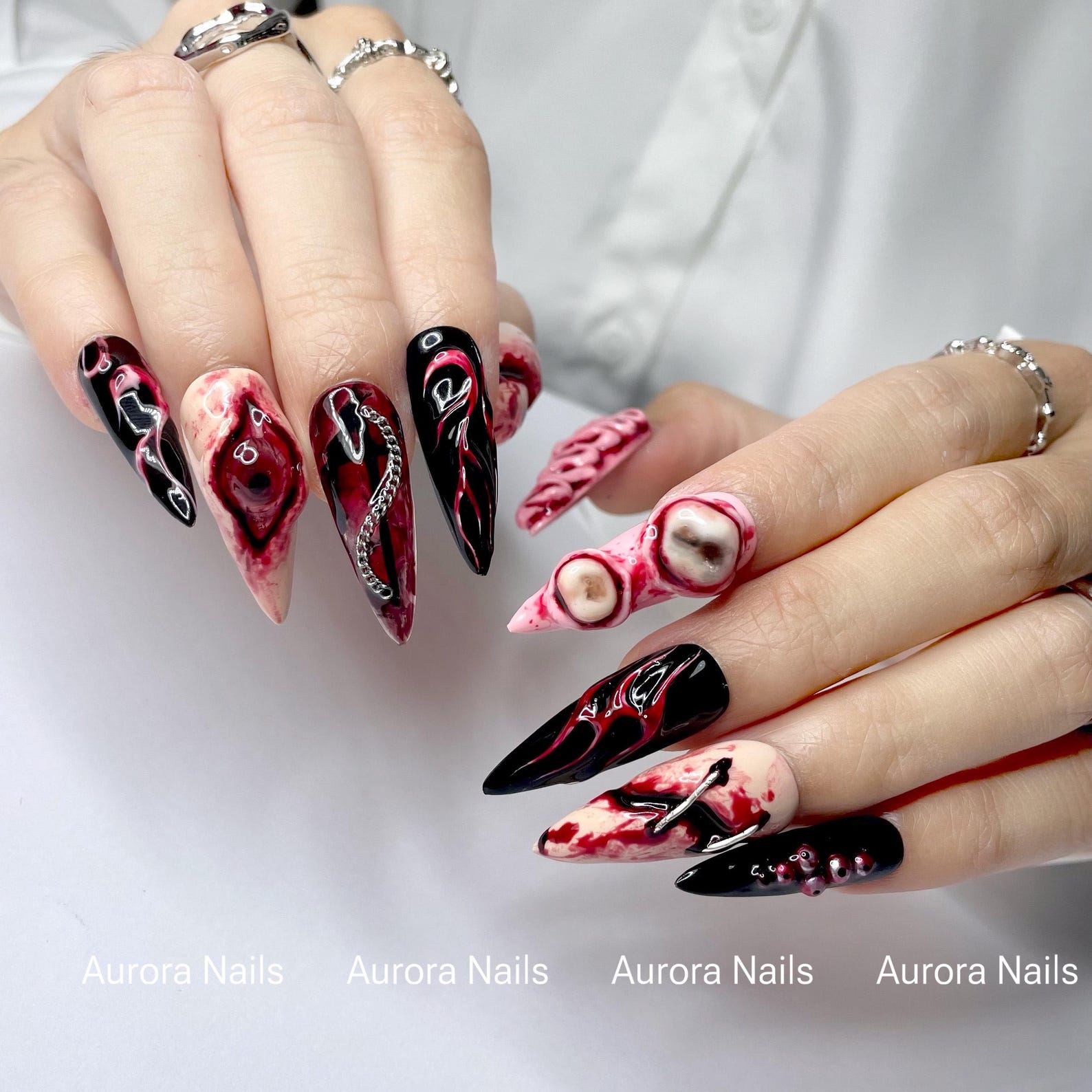 Bloody Bite Horror Press on Nails | Vampire Halloween Fake Nails With ...