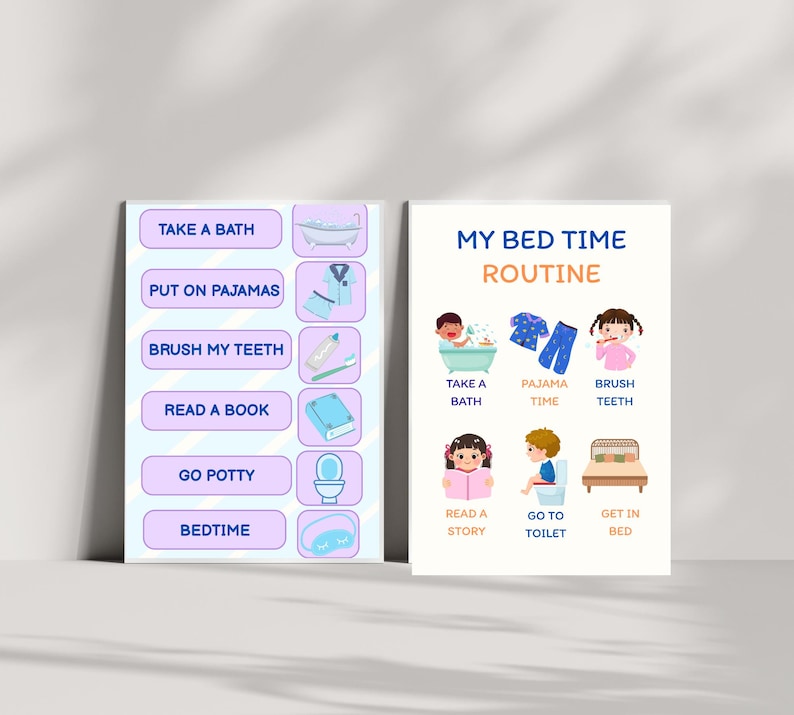 Editable Bedtime Routine Chart, Printable Folding / Flip Chart : Kids ...