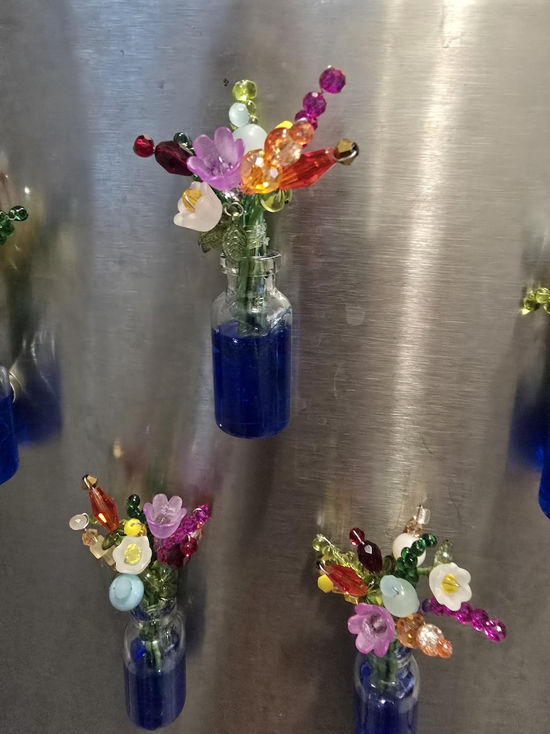 Tiny Beaded Flower Bouquet Refrigerator Magnet - Etsy