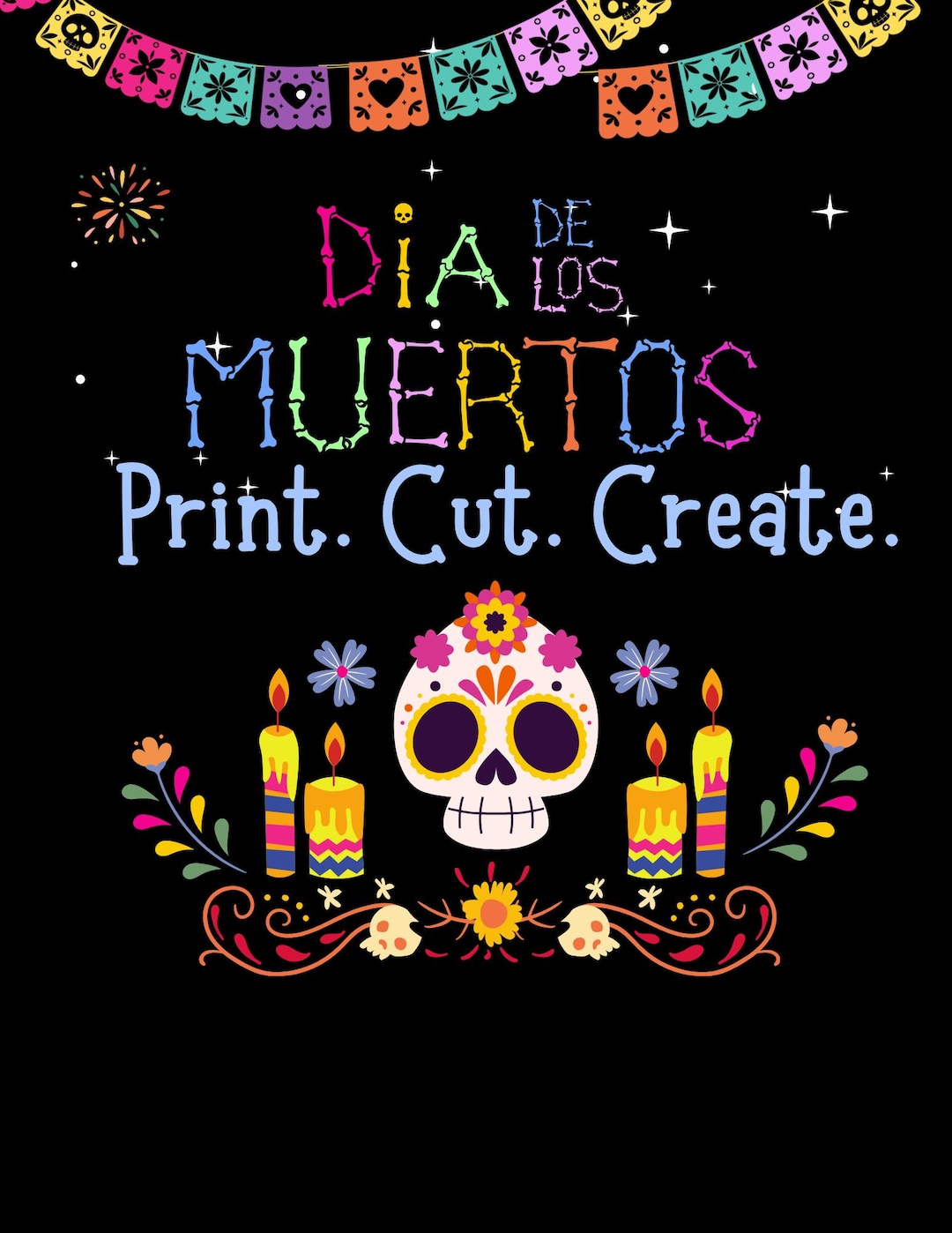 Dia De Los Muertos Stickers, Sugar Skull Party Decor (print-at-home) - Etsy