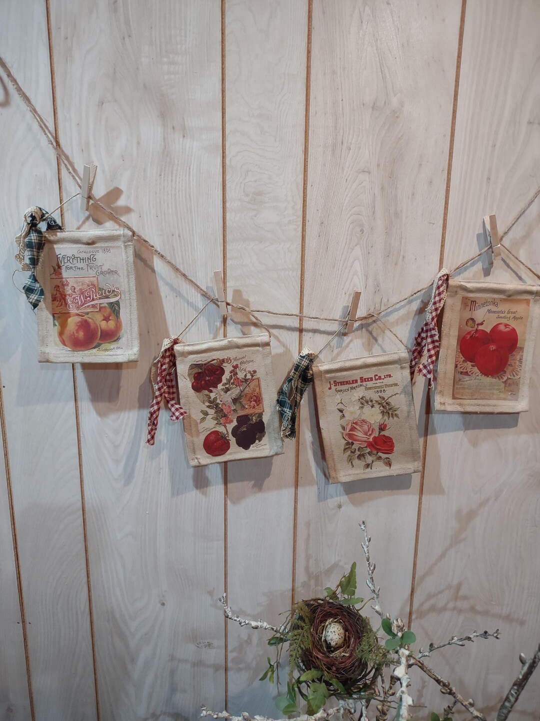 Handmade Spring Seed Packet Bunting, Primitive Banner, Garland, Flags ...