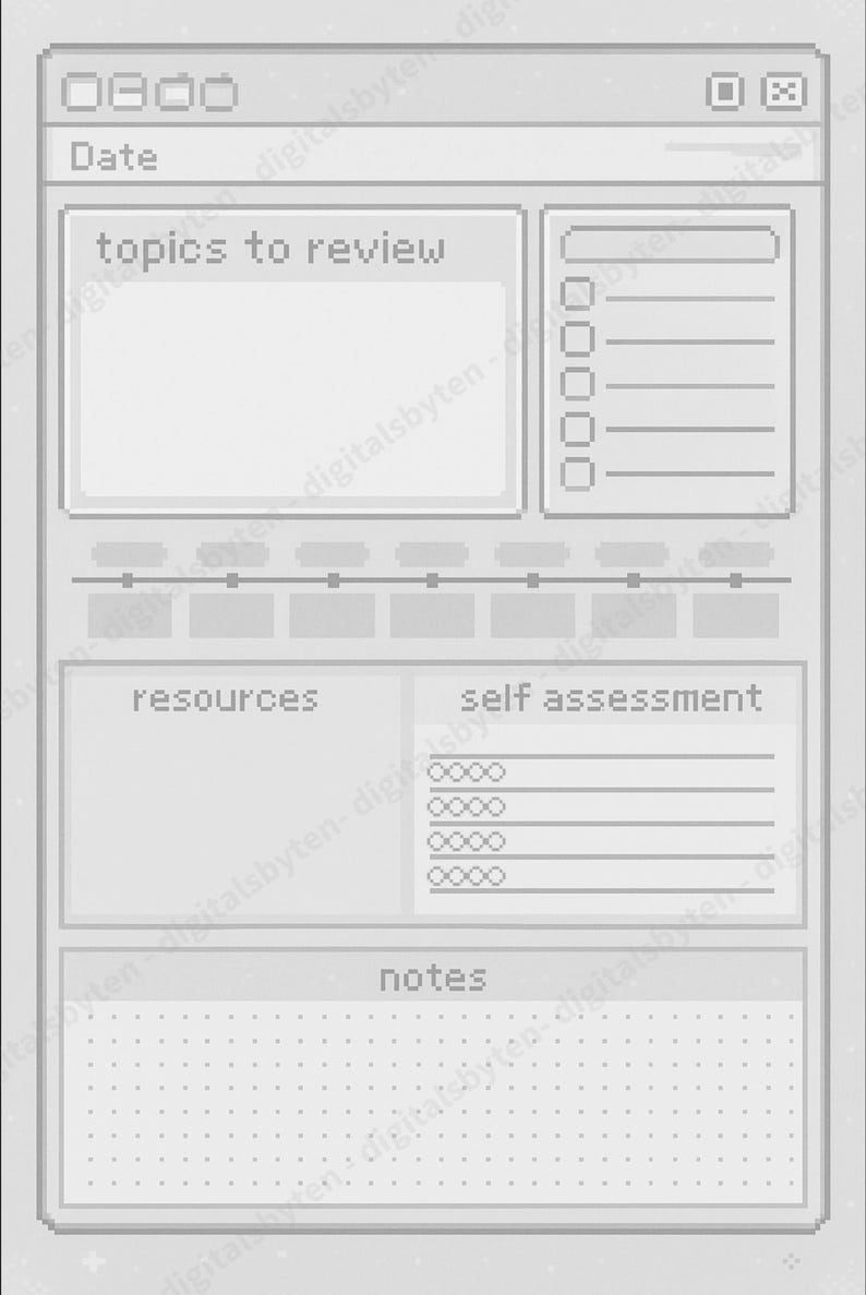 Retro Study Planner Printable: Grey Desktop Timeline (digital Download ...