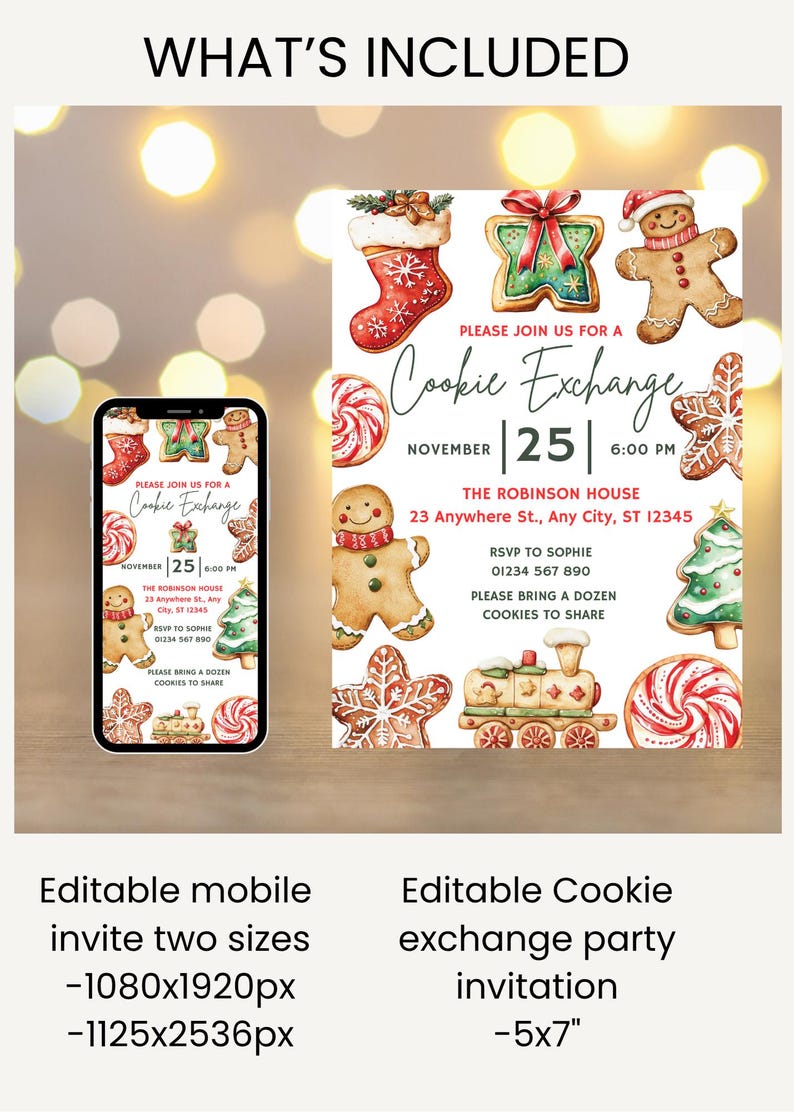 Editable Cookie Exchange Party Invitation Template, Cookie Exchange ...
