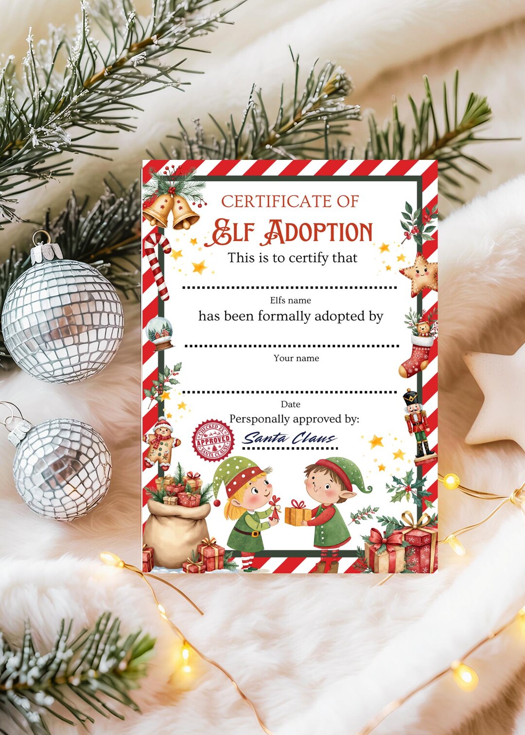 Editable Elf Adoption Certificate, Adopt an Elf Letter, Christmas ...