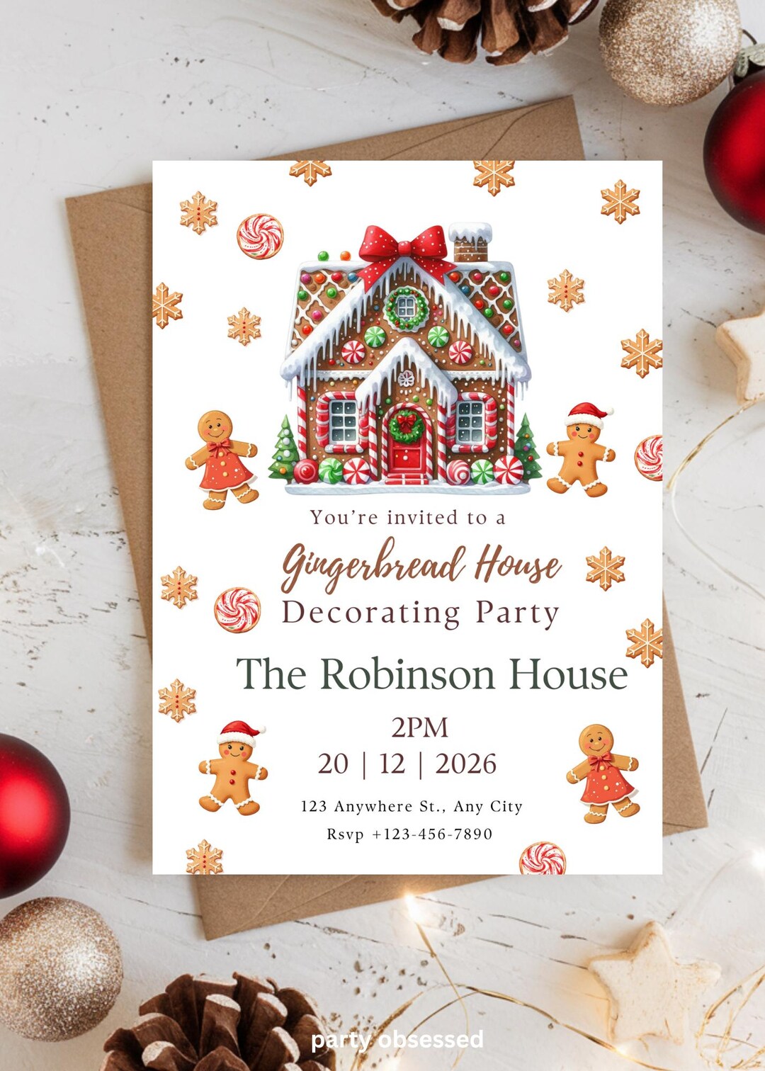 Gingerbread House Decorating Party Invitation, Holiday Baking Party ...