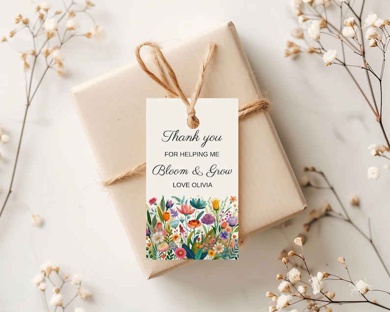Floral Teacher Appreciation Gift Tag Template, Printable Bloom and Grow ...