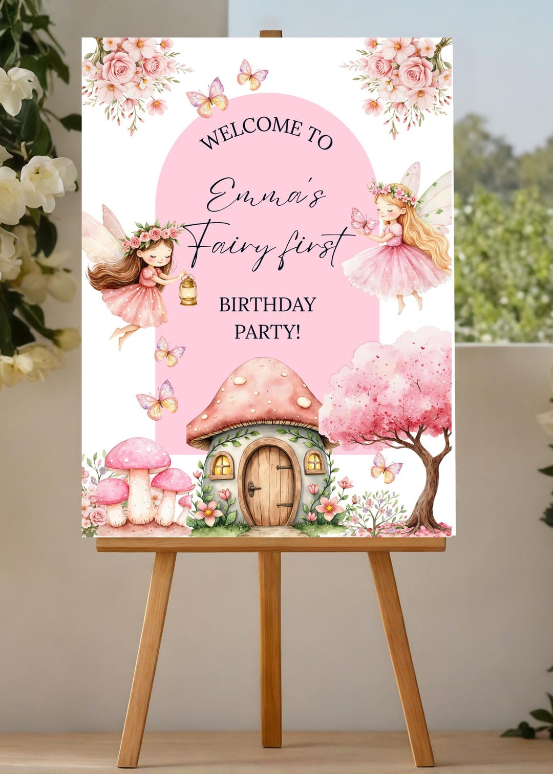 Fairy First Birthday Party Welcome Sign, Fairy 1st Birthday Party Sign ...