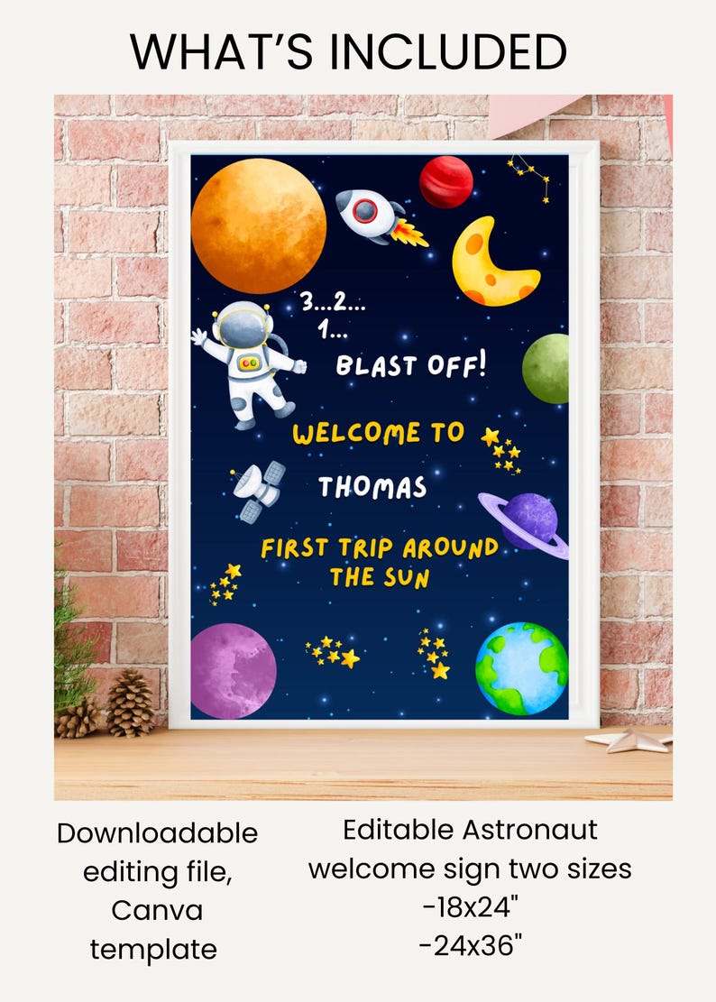 Astronaut Birthday Party Welcome Sign, Out of This World Birthday Party ...