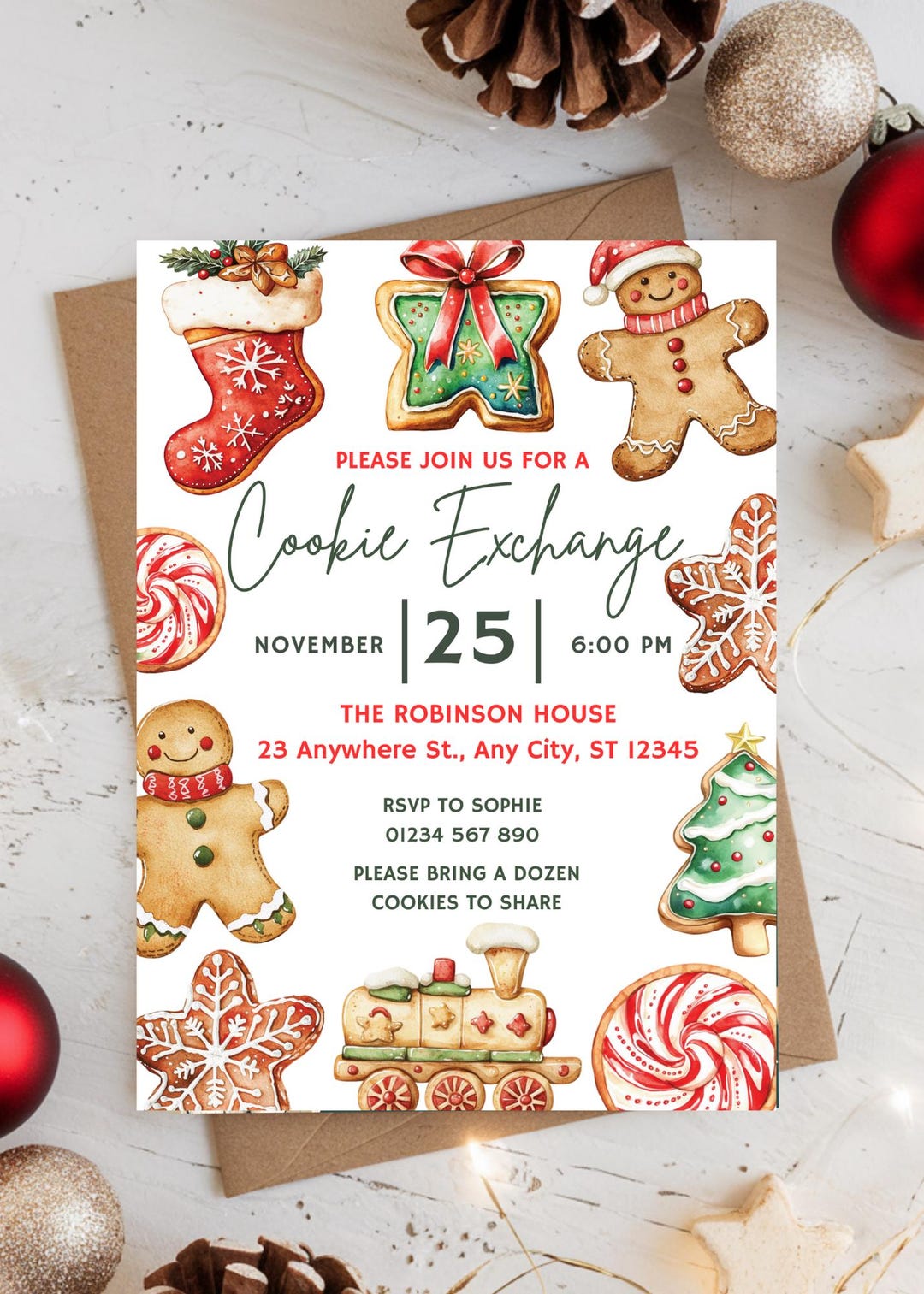 Editable Cookie Exchange Party Invitation Template, Cookie Exchange ...