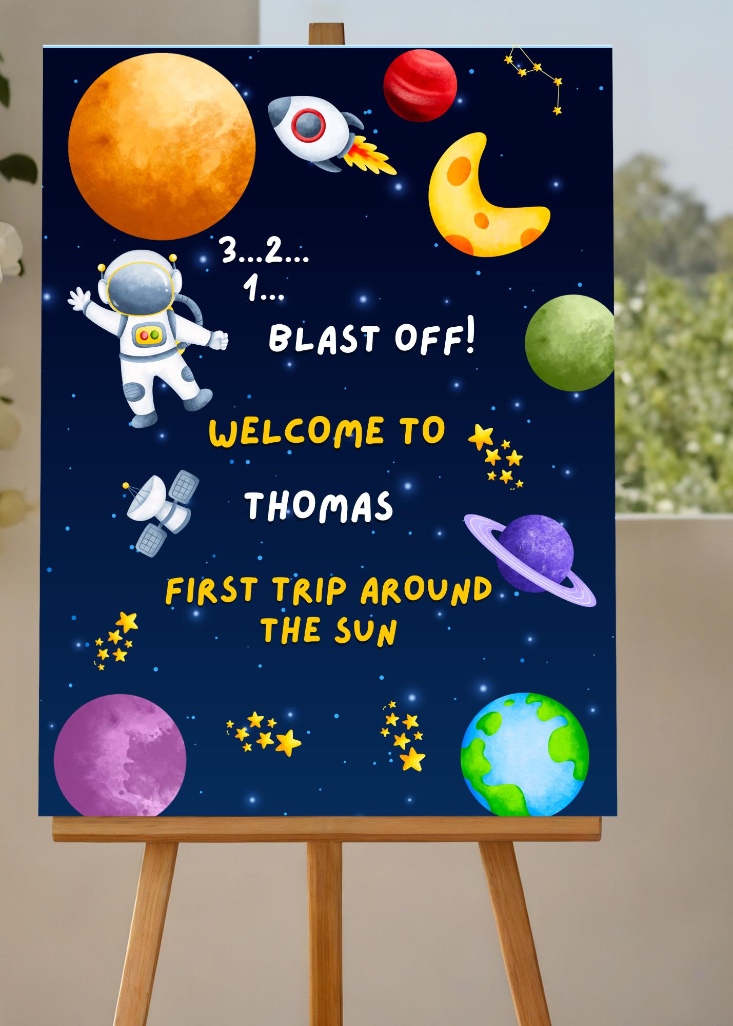 Astronaut Birthday Party Welcome Sign, Out of This World Birthday Party ...