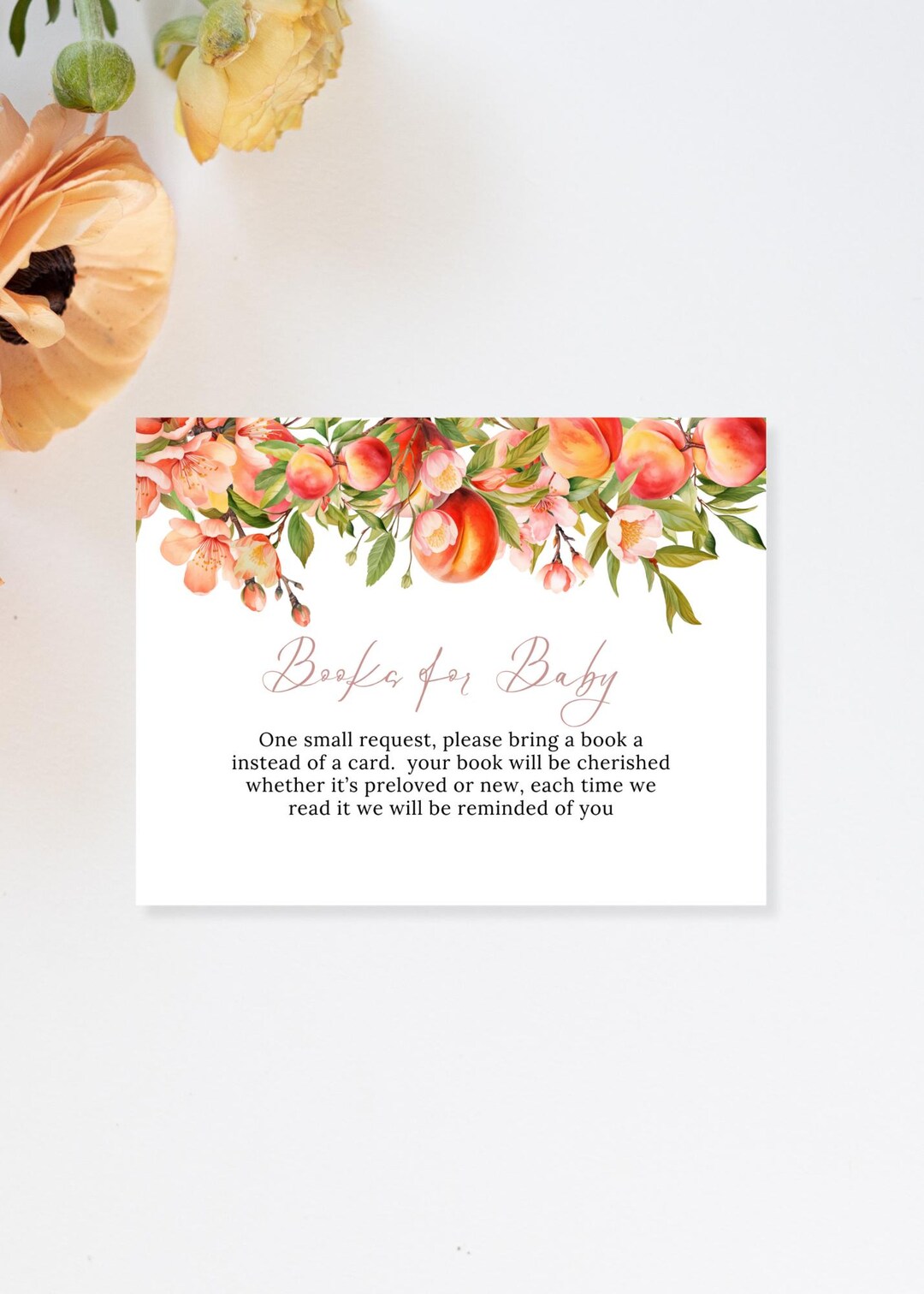 Sweet Peach Books for Baby Card, Peach Baby Shower Printable Books ...