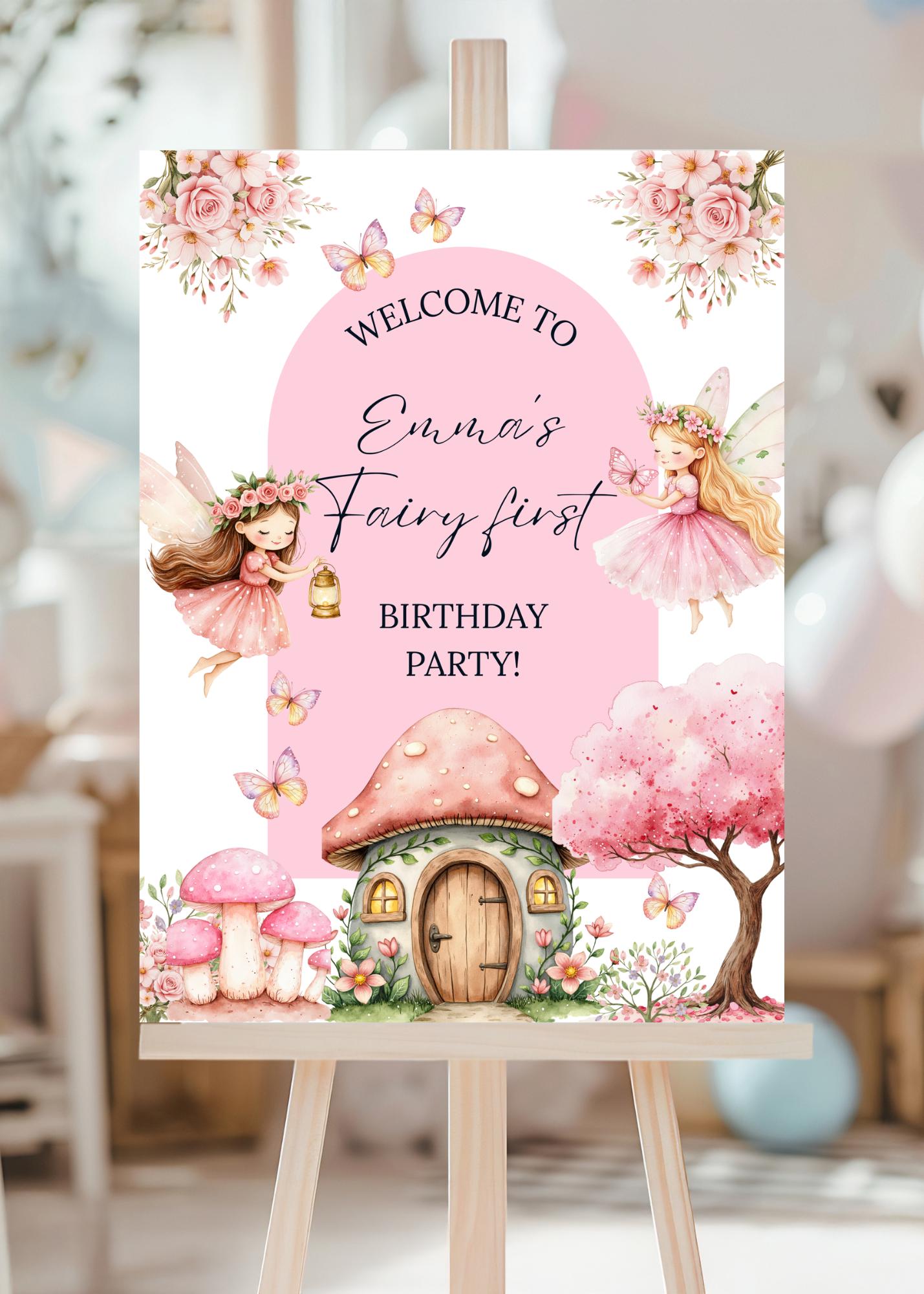 Fairy First Birthday Party Welcome Sign, Fairy 1st Birthday Party Sign ...