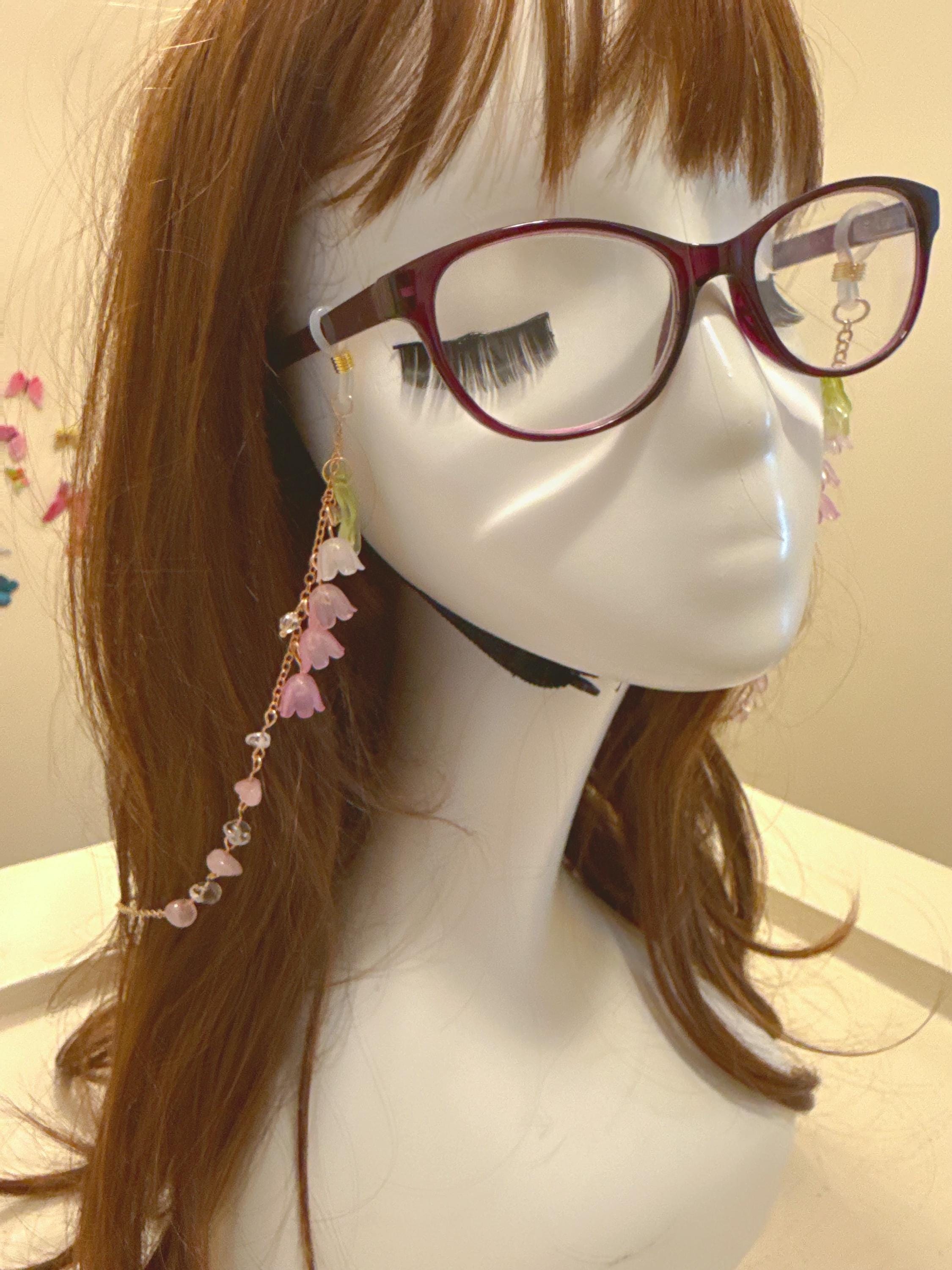 Lily Flower Eyeglasses Chain: Pink Quartz Boho Eyewear Holder Mother’s ...