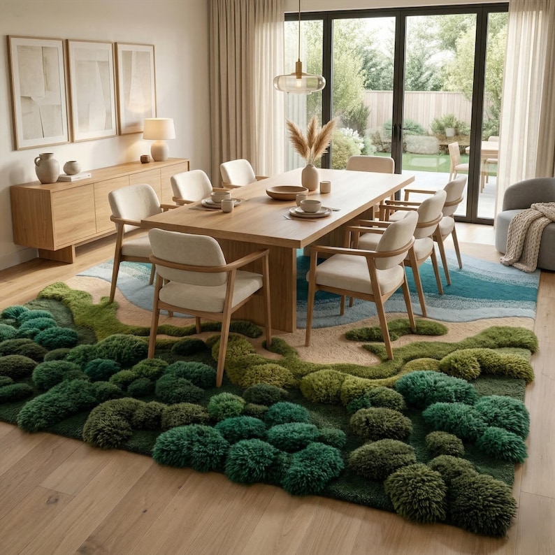Moss Forest Landscape Rug, 3D Hand Tufted Nature Inspired Wool Rug - Etsy