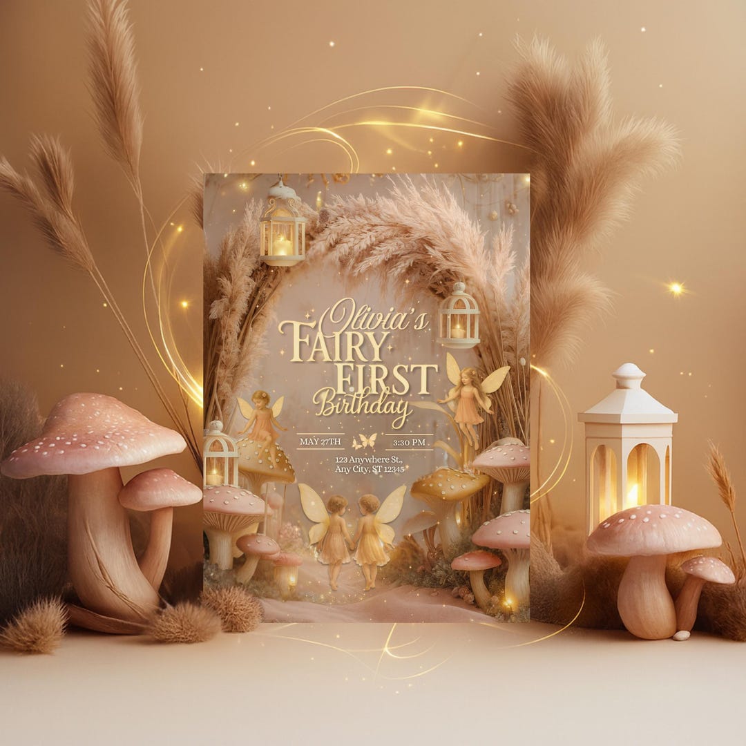 Fairy First Birthday Invitation | Fairy Garden Invite, Enchanted Fairy First Birthday, Fairy ...