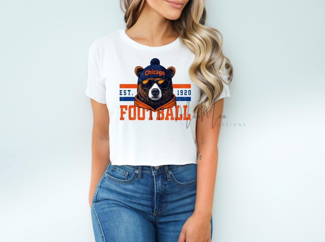 Chicago Football Crop Top, Bear Shirt, Retro Football Graphic Crop Tee ...