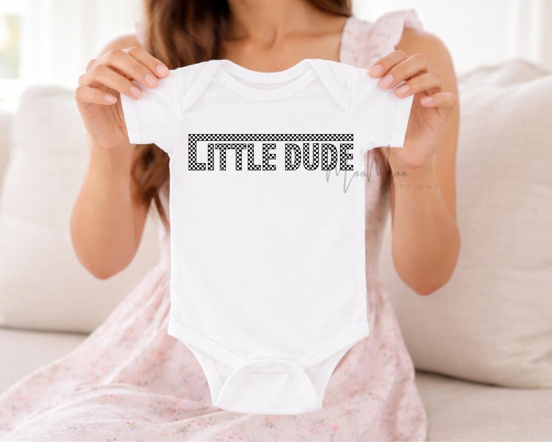 Little Dude Checkerboard Baby Bodysuit, Trendy Baby Onesie, Black White ...