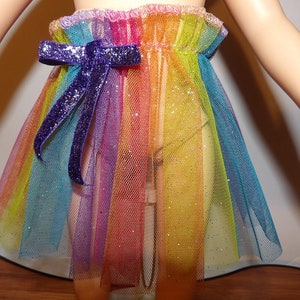 Colorful Rainbow Ballet Tutu With Sparkles and Purple Bow Accent for 18 ...
